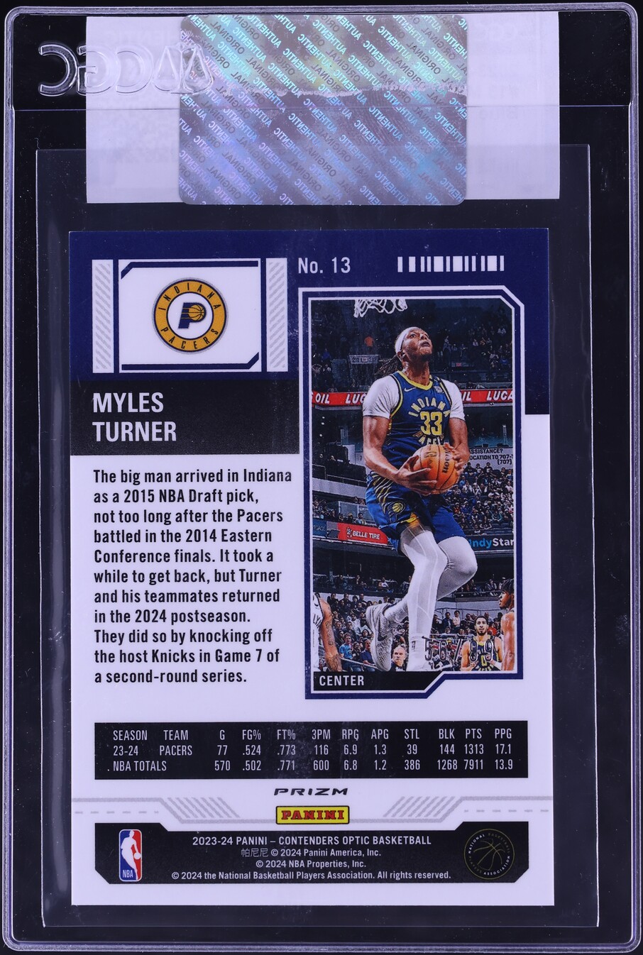 2023 Panini Contenders Optic Season Ticket Blue Prizm Myles Turner /99 ...