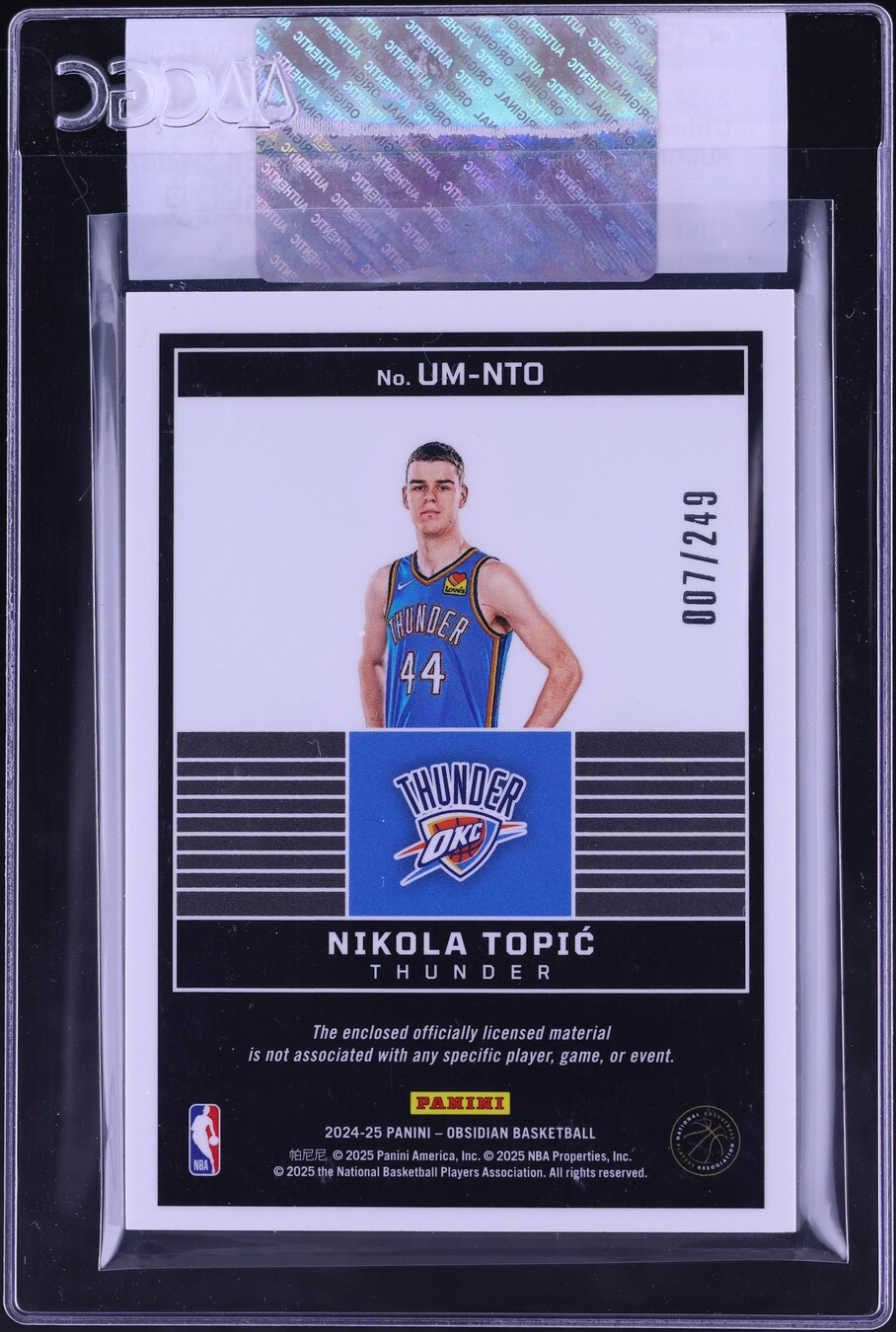 2024 Panini Obsidian Unbreakable Memorabilia Nikola Topic ROOKIE PATCH ...