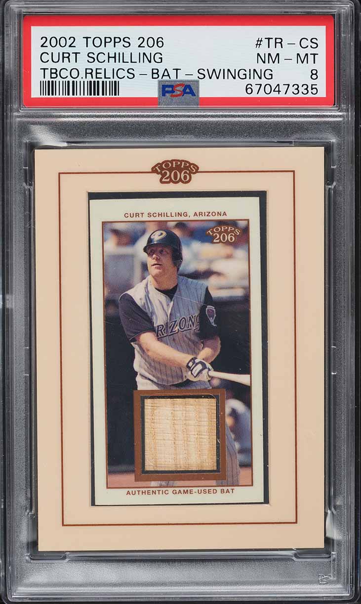 2002 Topps 206 Tobacco Relics Curt Schilling BAT PATCH #TR-CS PSA 8 NM-MT on Fanatics Collect