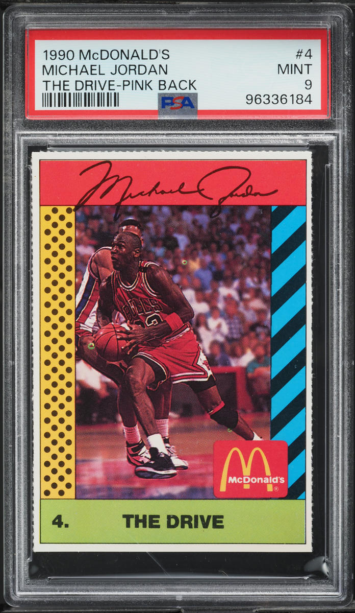 1990 McDonald's The Drive Pink Back Michael Jordan #4 PSA 9 MINT on ...