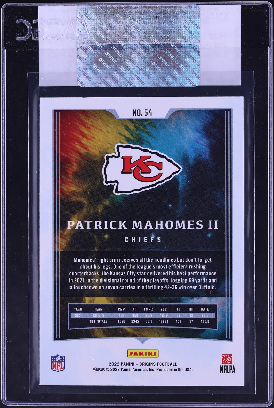 2022 Panini Origins Turquoise Patrick Mahomes II /50 #54 CGC AUTH on ...