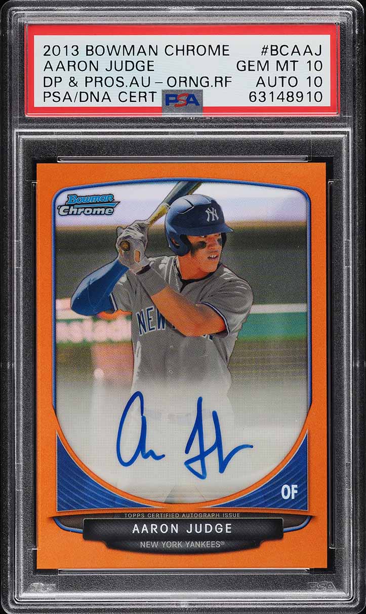 2013 Bowman Chrome Orange Refractor Aaron Judge RC AUTO DNA 10 /25 # ...