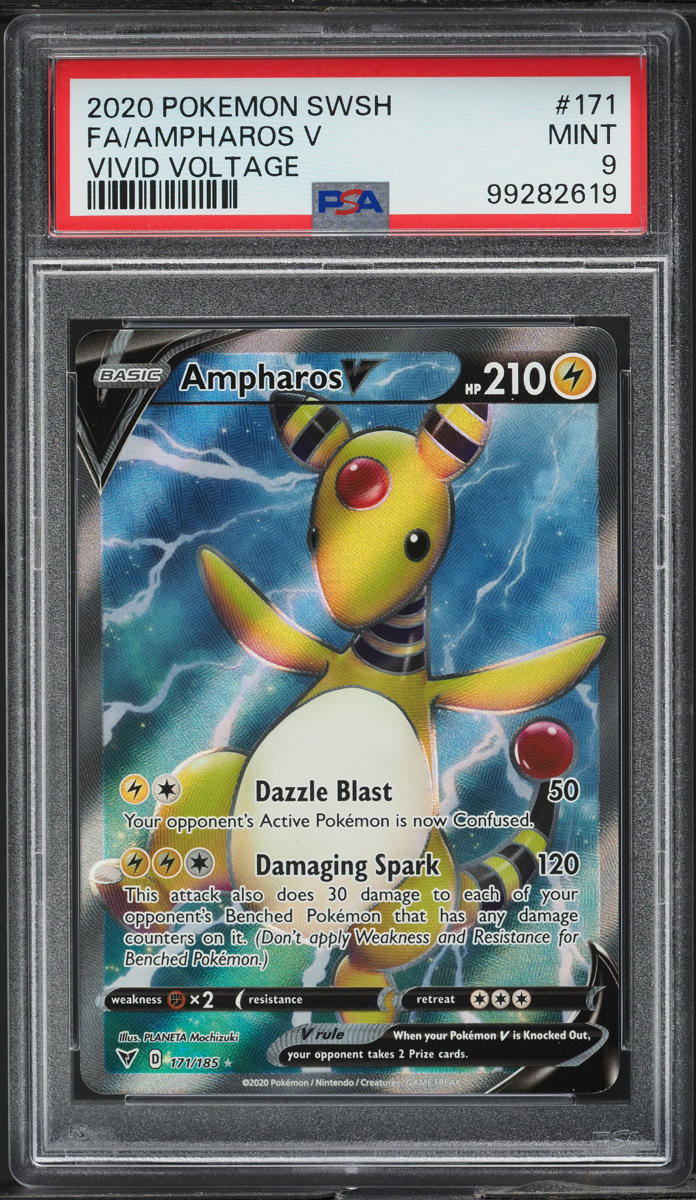 2020 Pokemon Sword & Shield Vivid Voltage Full Art Ampharos V #171 PSA ...