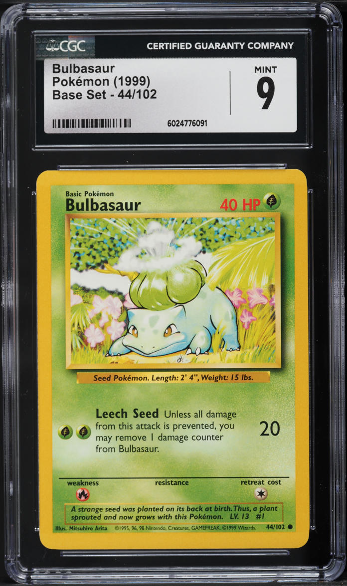 1999 Pokemon Base Set Bulbasaur #44 CGC 9 MINT on Fanatics Collect