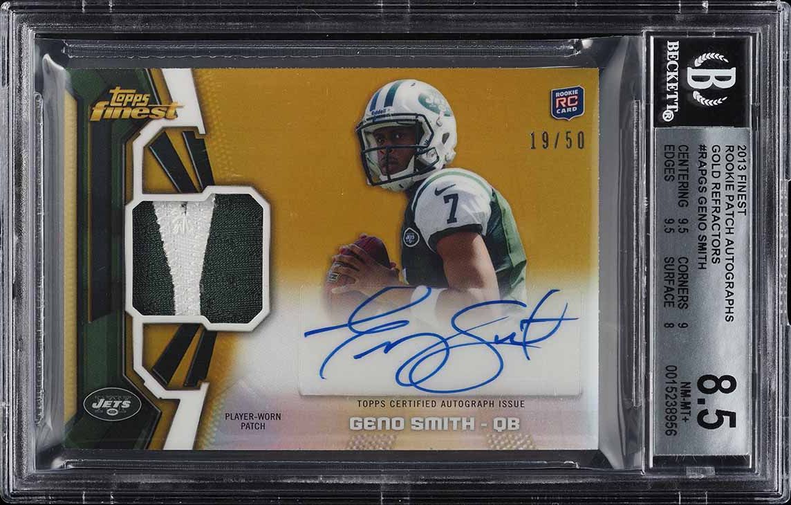 2013 Finest Gold Refractor Geno Smith ROOKIE PATCH AUTO /50 #RAP-GS BGS ...