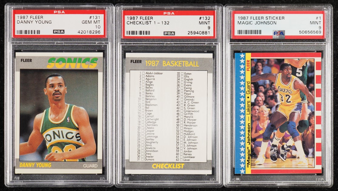 1987 Fleer Basketball Complete Set w/ Stickers Michael Jordan PSA 9, 10 ...