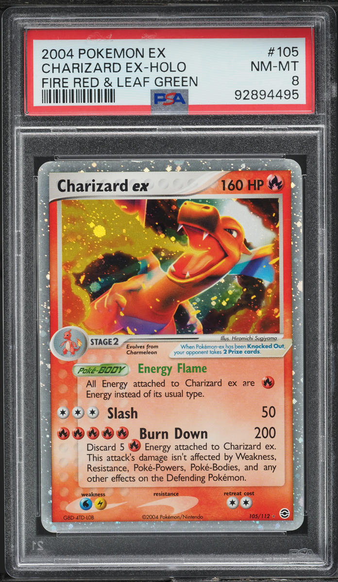 2004 Pokemon EX Fire Red & Leaf Green Holo Charizard ex #105 PSA 8 NM ...