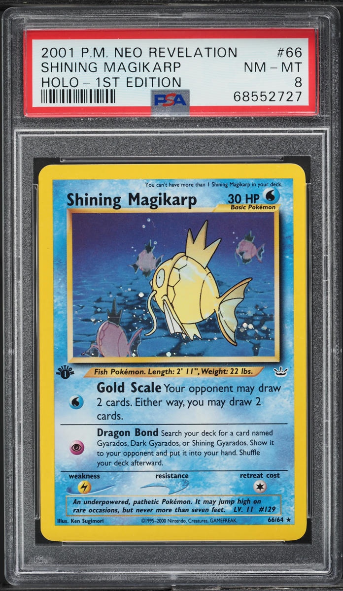 2001 Pokemon Neo Revelation 1st Edition Holo Shining Magikarp #66 PSA 8 ...