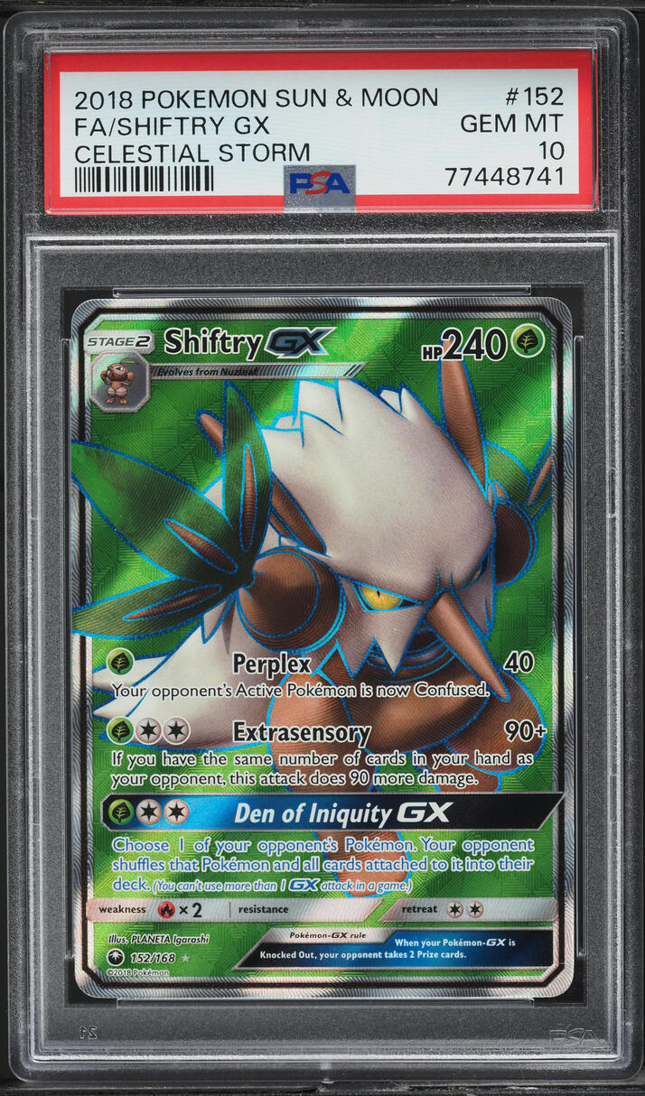 2018 Pokemon Sun & Moon Celestial Storm Full Art Shiftry GX #152 PSA 10 ...