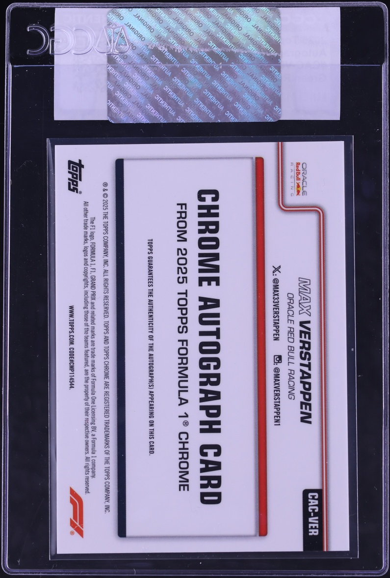 2025 Topps Chrome Formula 1 F1 Green Refractor Max Verstappen AUTO /99 ...