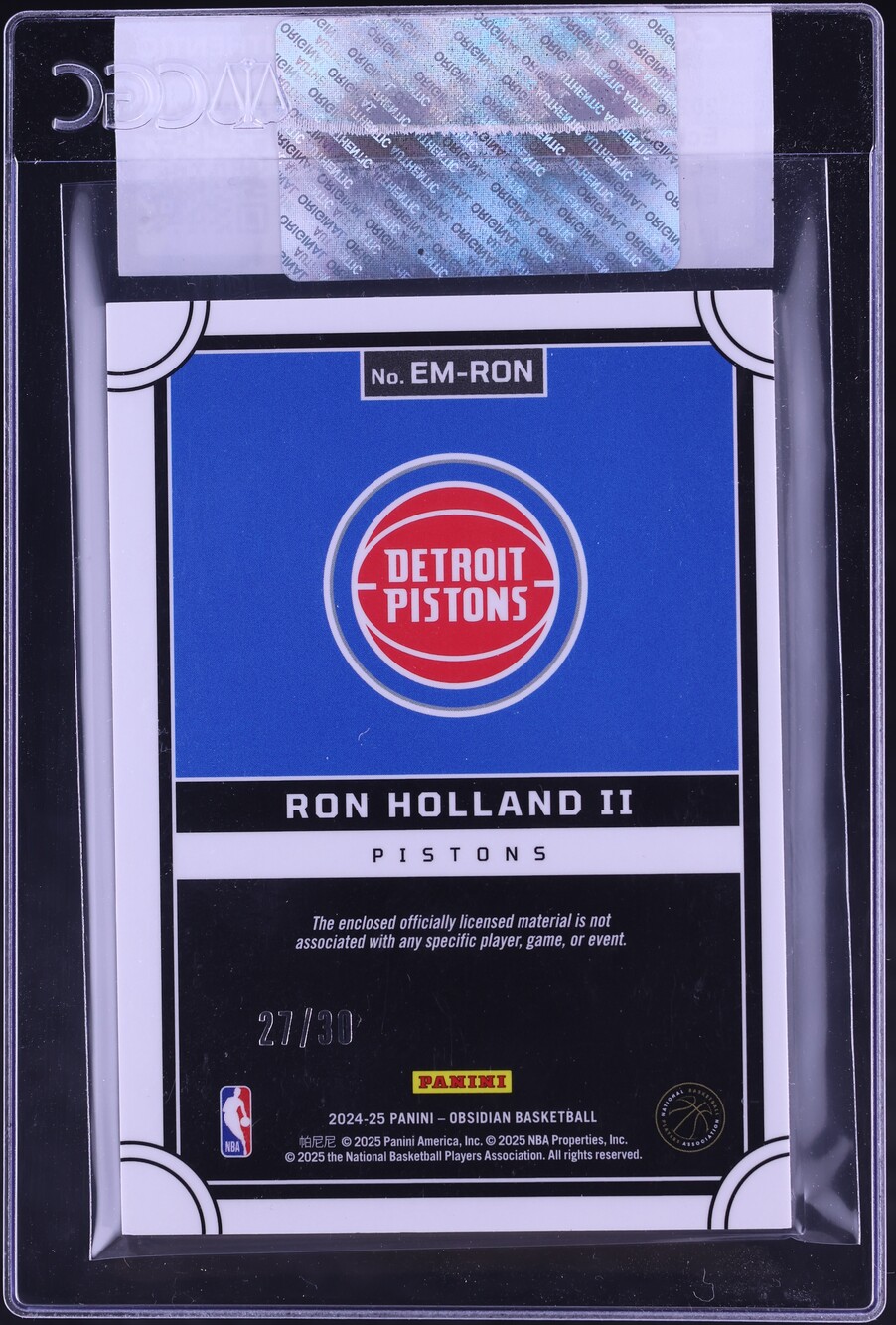 2024 Panini Obsidian Eclipse Electric Etch Blue Flood Ron Holland II ...