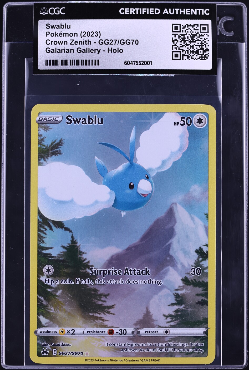 2023 Pokemon Sword & Shied Crown Zenith Full Art Holo Swablu #GG27 CGC ...