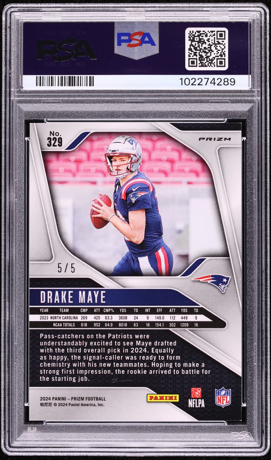 2024 Panini Prizm Gold Vinyl Drake Maye ROOKIE 5/5 #329 PSA 8 NM-MT on ...