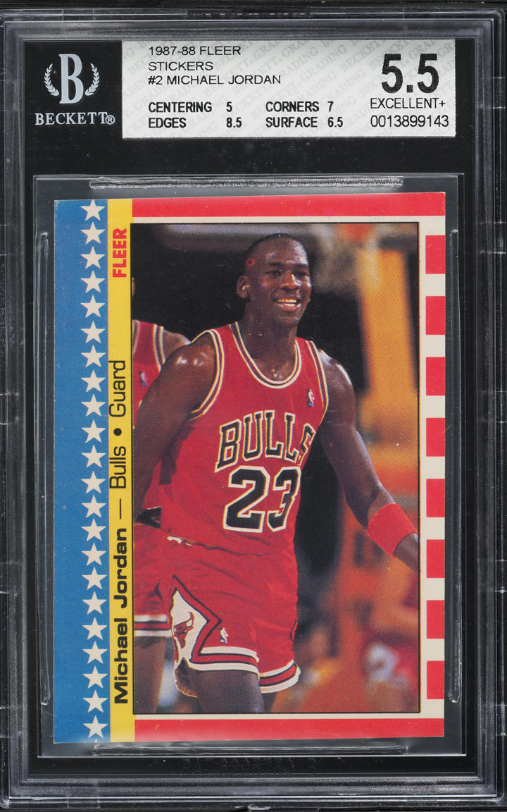 1987 Fleer Sticker Michael Jordan #2 BGS 5.5 EX+ on Fanatics Collect