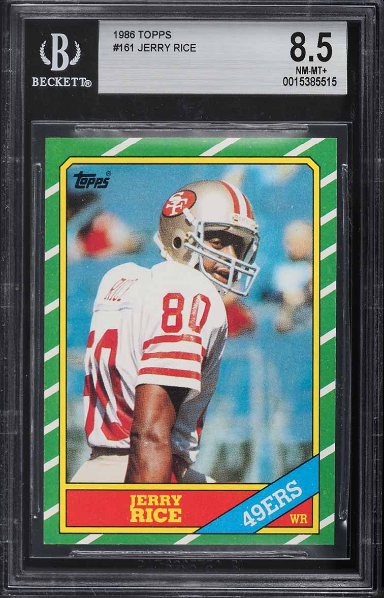 1986 Topps Football Jerry Rice ROOKIE #161 BGS 8.5 NM-MT+ on Fanatics ...