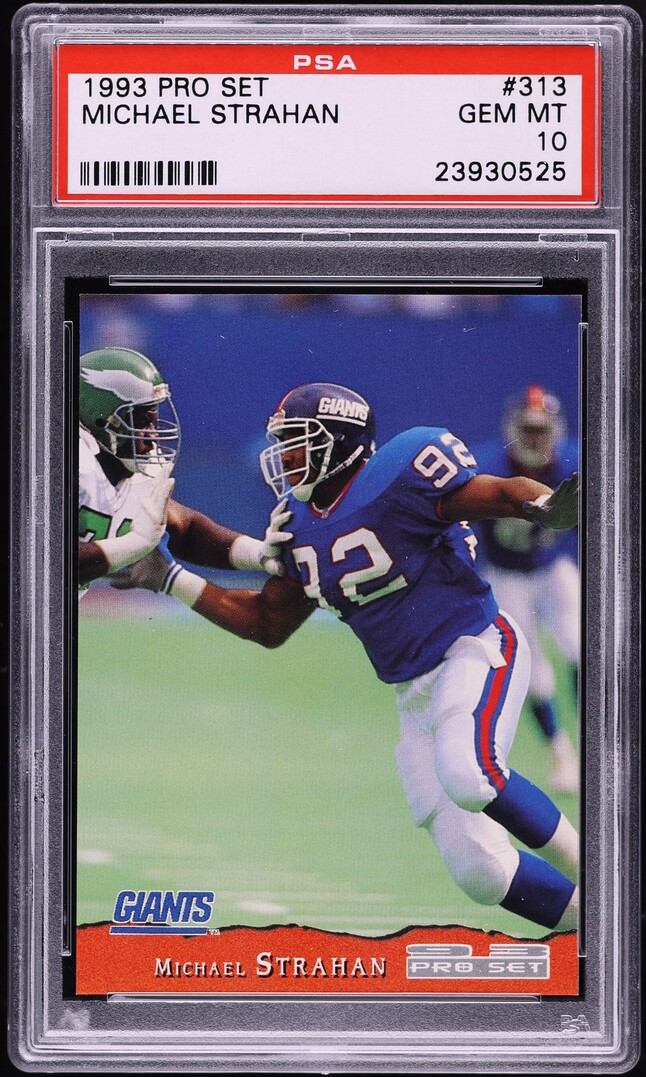 1993 Pro Set Football Michael Strahan ROOKIE #313 PSA 10 GEM MINT on ...