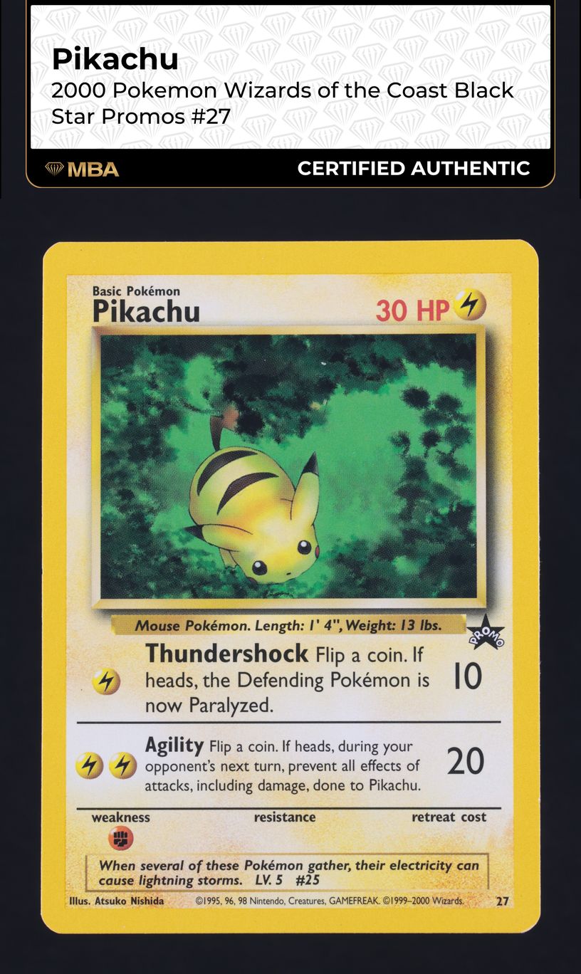 2000 Pokemon Black Star Promo Pikachu #27 MBA AUTH on Fanatics Collect