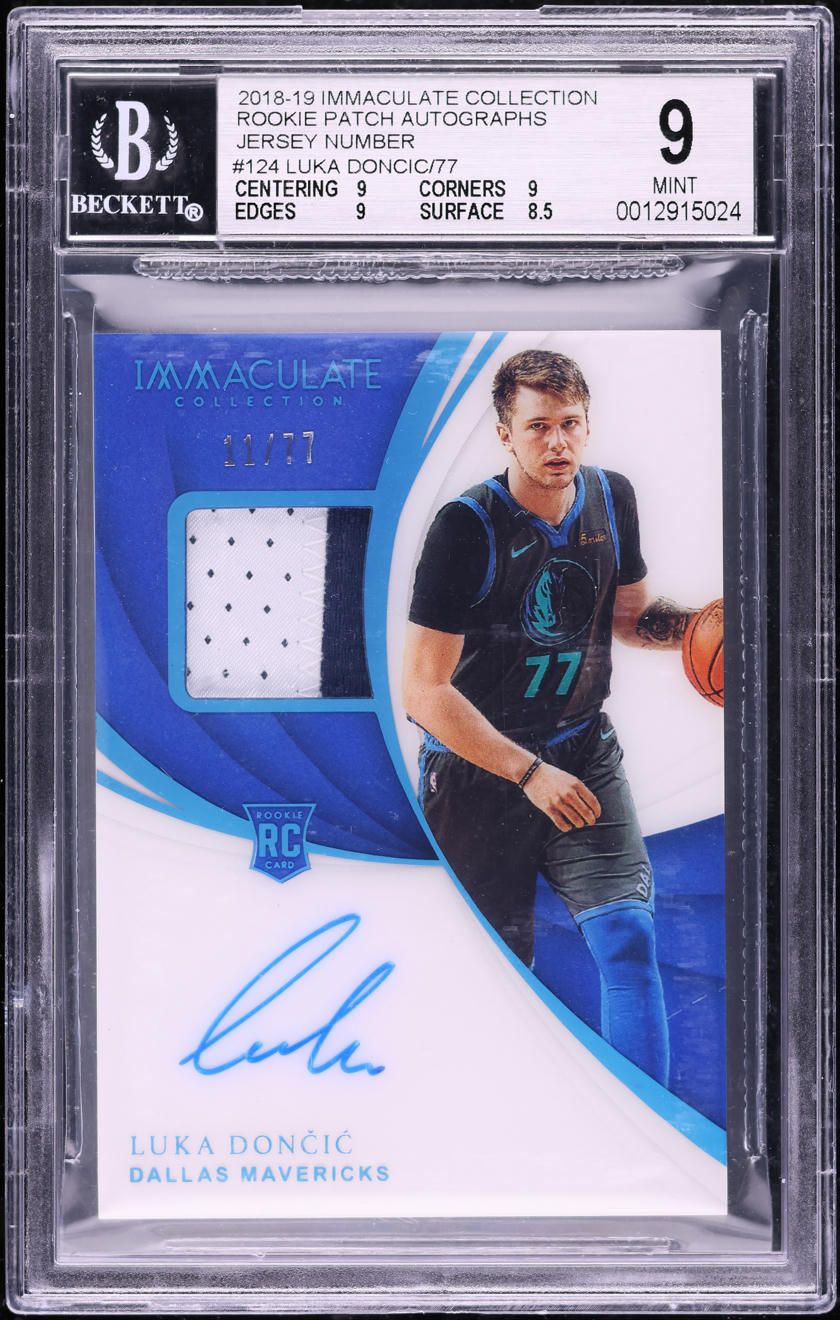 2018 Immaculate Collection Luka Doncic ROOKIE PATCH AUTO /77 #124 BGS 9 ...