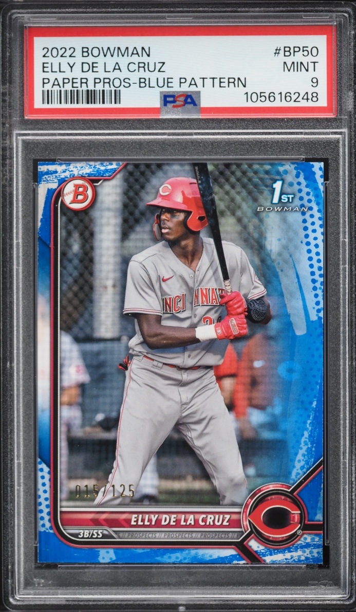 2022 Bowman Paper Blue Pattern Elly De La Cruz PROSPECT /125 #BP-50 PSA ...