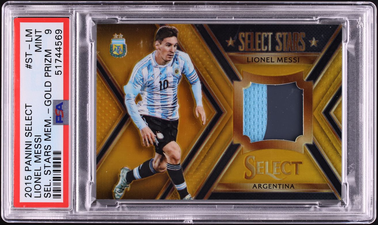 2015 Select Stars Memorabilia Gold Lionel Messi PATCH /10 #ST-LM PSA 9 ...