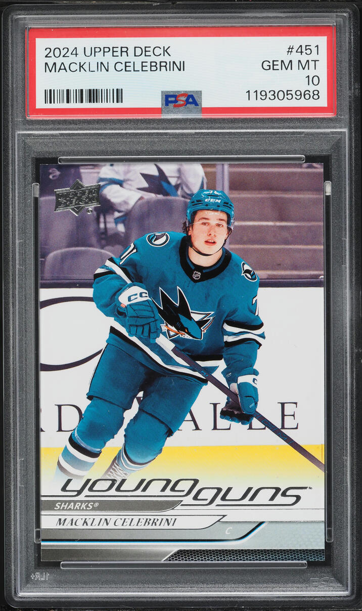2024 Upper Deck Young Guns Macklin Celebrini ROOKIE #451 PSA 10 GEM ...