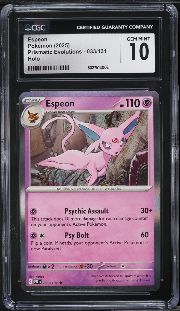 2025 Pokemon SV Prismatic Evolutions Holo Espeon #33 CGC 10 GEM MINT on Fanatics Collect