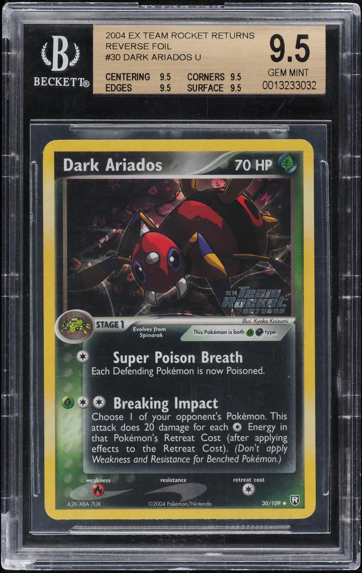 2004 Pokemon Ex Team Rocket Returns Reverse Foil Dark Ariados #30 BGS 9 ...