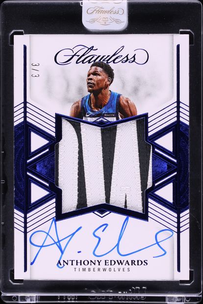 2024 Panini Flawless Star Swatch Blue Anthony Edwards PATCH AUTO 3/3 # ...