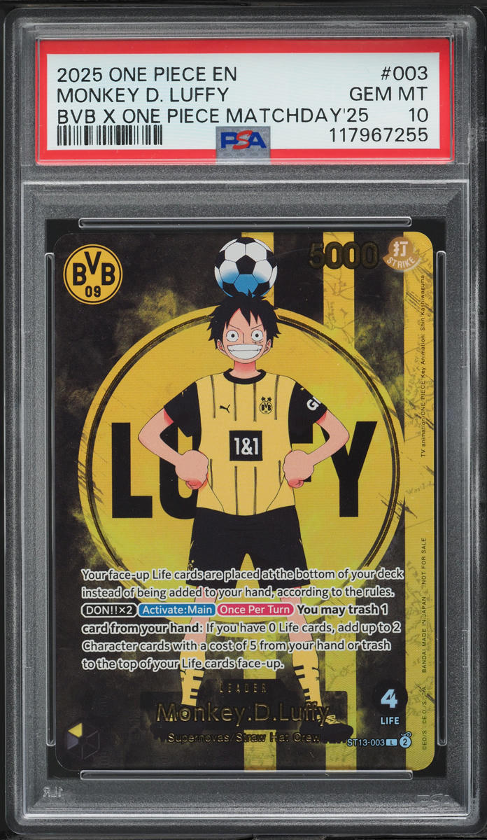 2025 One Piece Promos BVB Match Day '25 Monkey D. Luffy L #ST13-003 PSA ...