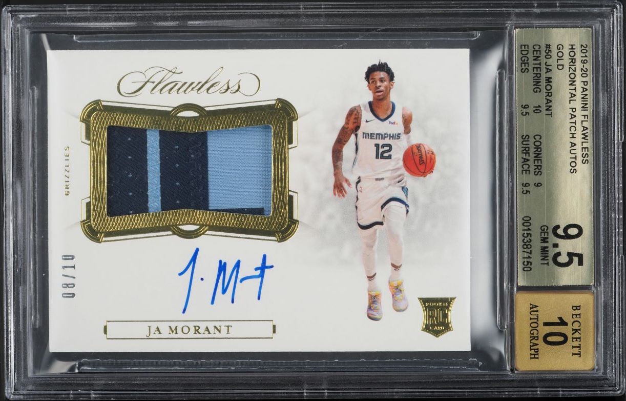 2019 Panini Flawless Horizontal Gold Ja Morant ROOKIE PATCH AUTO /10 ...