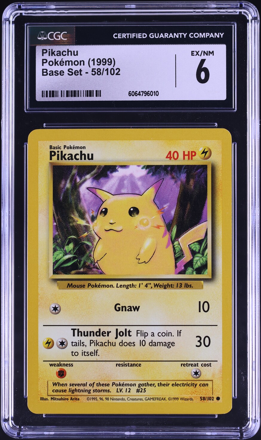 1999 Pokemon Base Set Yellow Cheeks Pikachu #58 CGC 6 EXMT on Fanatics ...