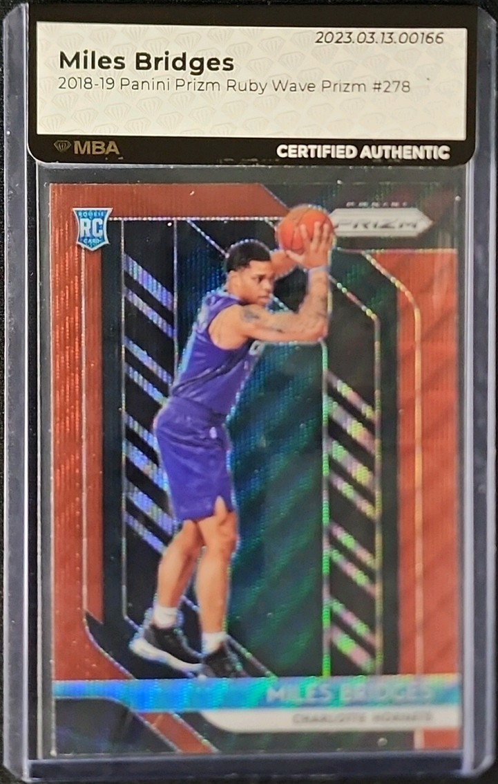 2018 Panini Prizm Ruby Wave Miles Bridges ROOKIE #278 MBA AUTH on ...