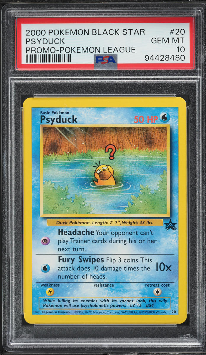 2000 Pokemon League Black Star Promo Psyduck #20 PSA 10 GEM MINT on Fanatics Collect
