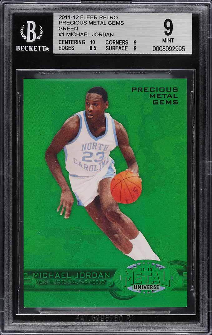 2011 Fleer Retro Precious Metal Gems PMG Green Michael Jordan /10 #PM-1 ...