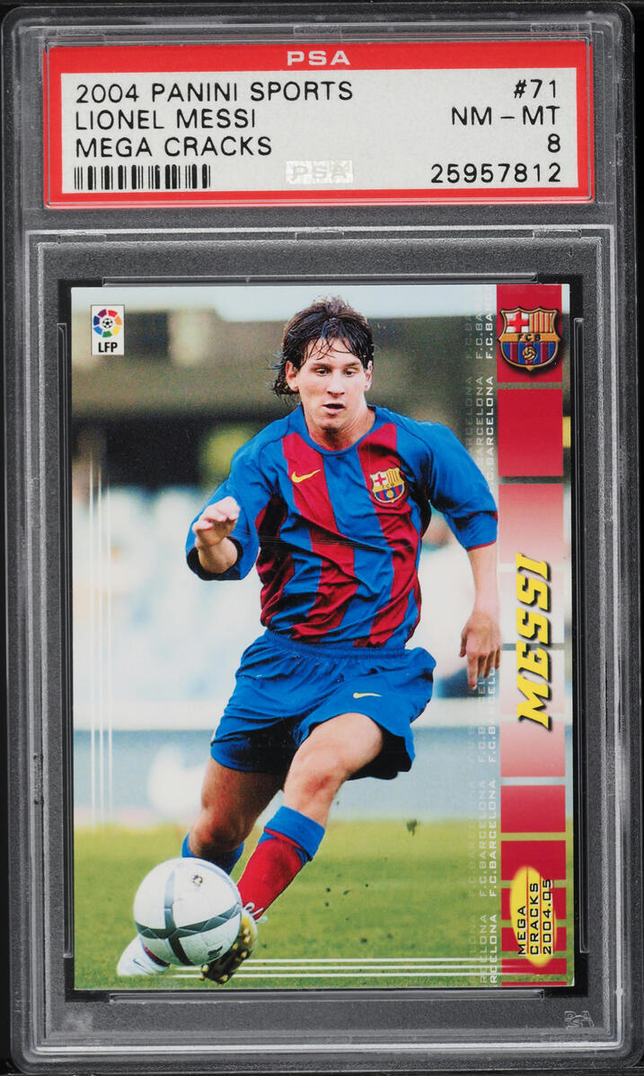 2004 Panini Sports Mega Cracks La Liga Lionel Messi ROOKIE #71 PSA 8 NM ...