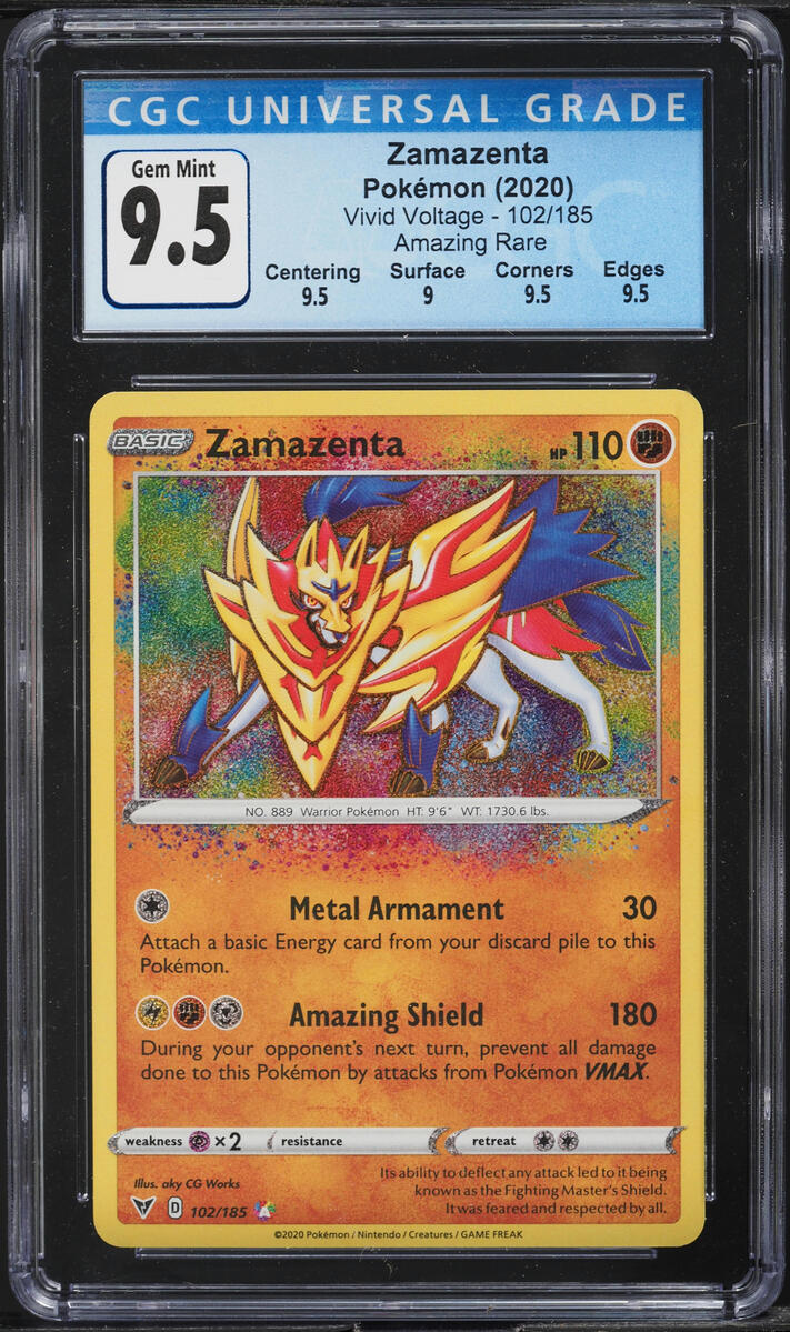 2020 Pokemon Sword & Shield Vivid Voltage Amazing Rare Zamazenta #102 ...