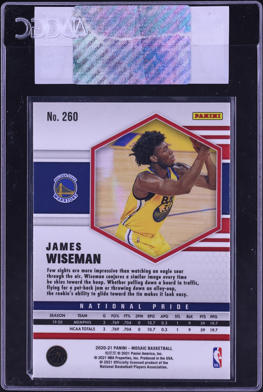 2020 Panini Mosaic James Wiseman #260 CGC AUTH on Fanatics Collect