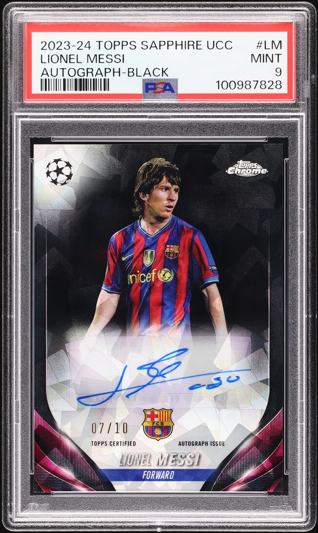2023 Topps Chrome Sapphire UCC Black Lionel Messi AUTO /10 #LM PSA 9 ...