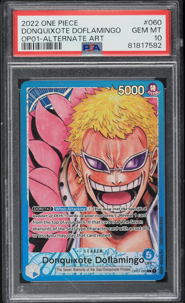 2022 One Piece Romance Dawn Alt Art Donquixote Doflamingo #OP01-060 PSA 10 GEM on Fanatics Collect