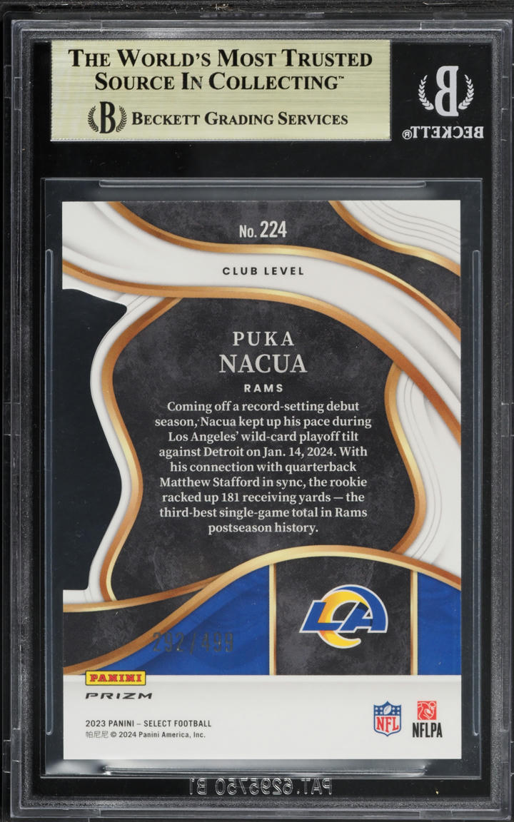 2023 Select Club Level Prizm Neon Green Die Cut Puka Nacua #224 BGS 9.5 ...