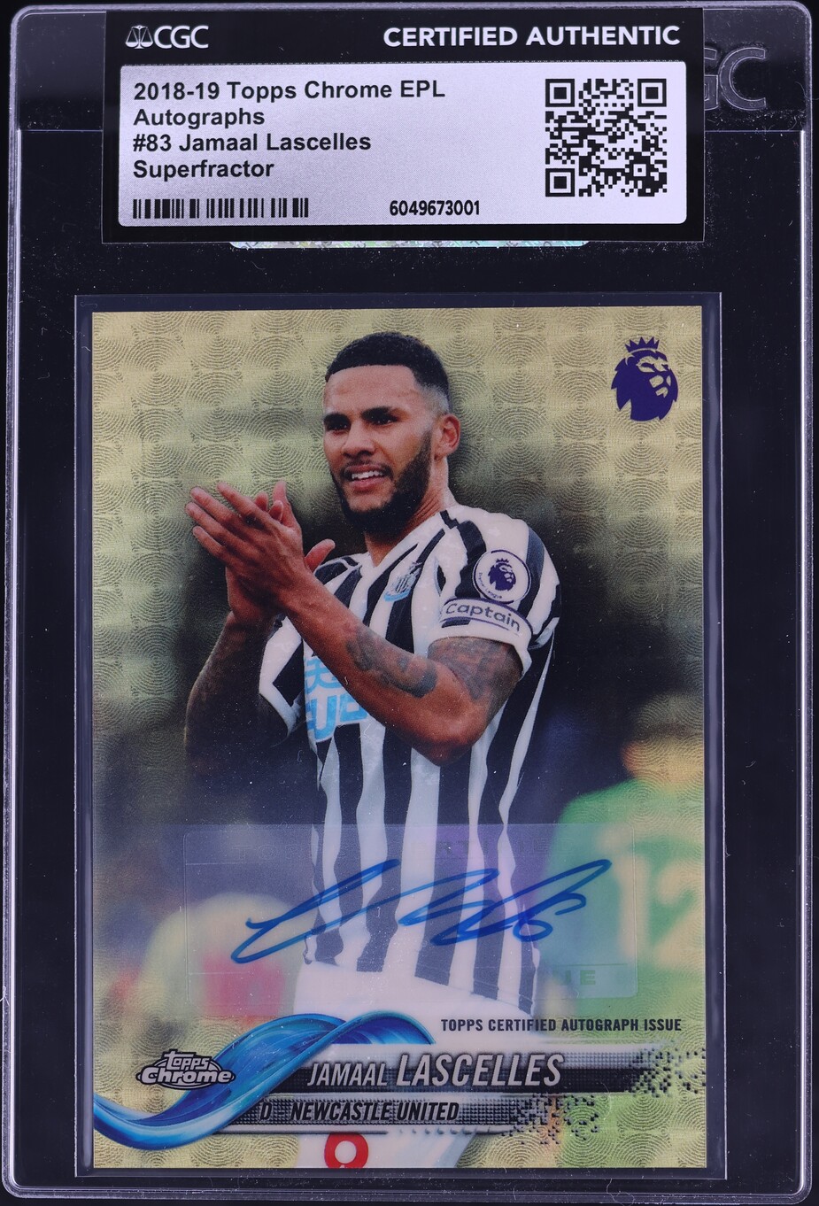2018 Topps Chrome EPL Superfractor Jamaal Lascelles AUTO 1/1 #83 CGC ...