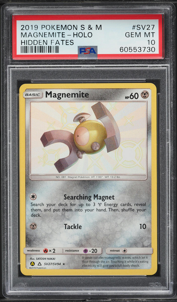 2019 Pokemon Sun & Moon Hidden Fates Shiny Magnemite #SV27 PSA 10 GEM ...