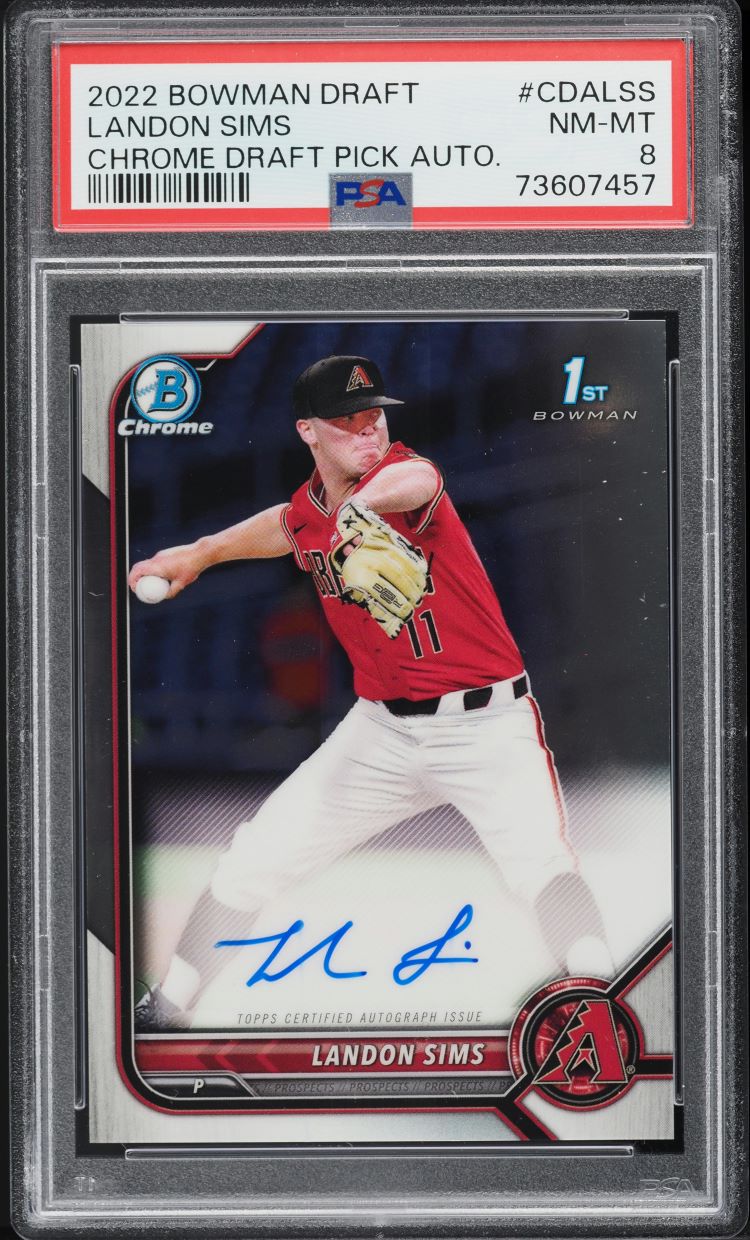 2022 Bowman Chrome Draft Pick Landon Sims ROOKIE AUTO #CDA-LSS PSA 8 NM ...