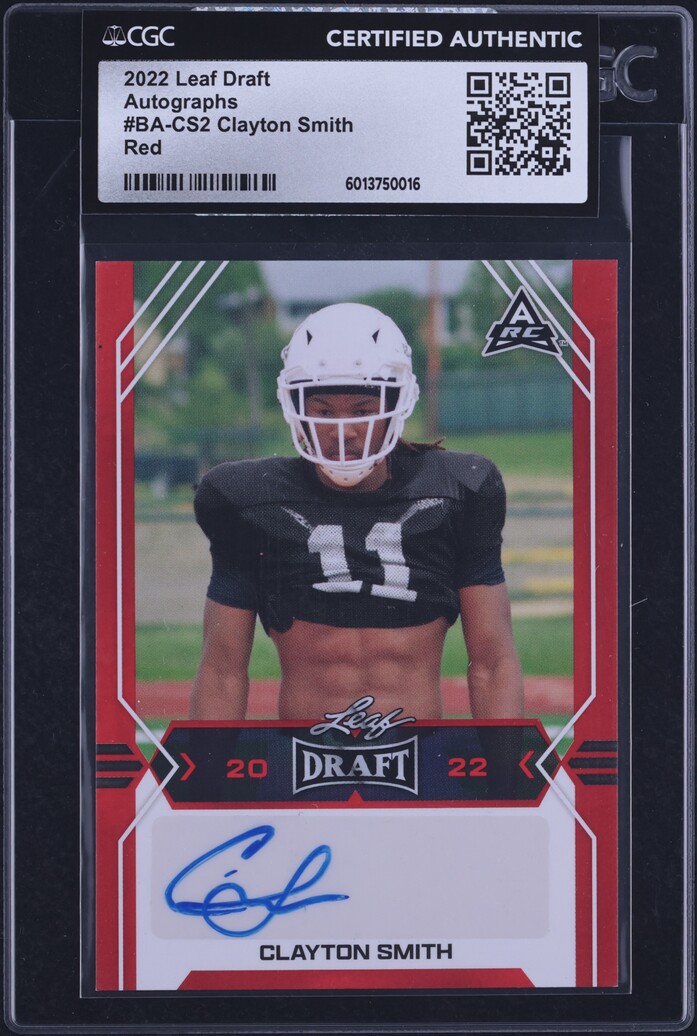 2022 Leaf Draft Red Clayton Smith ROOKIE AUTO #BA-CS2 CGC AUTH on Fanatics Collect