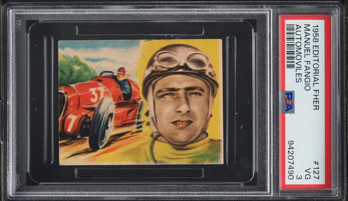 1958 Editorial Fher Automoviles Juan Manuel Fangio #127 PSA 3 VG on ...