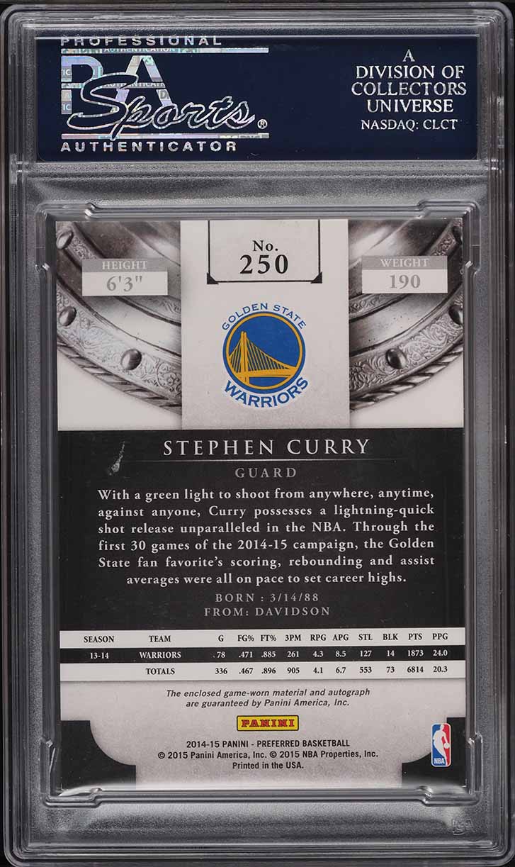 Stephen Curry Signed Autographed Trading Card AUTO DNA 10 PSA AUTH on ...