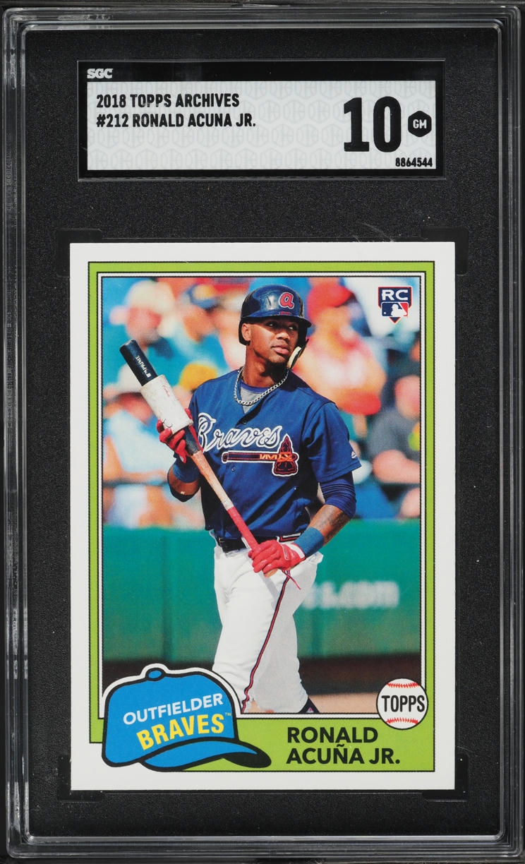 2018 Topps Archives Ronald Acuna Jr. ROOKIE #212 SGC 10 GEM MINT on ...