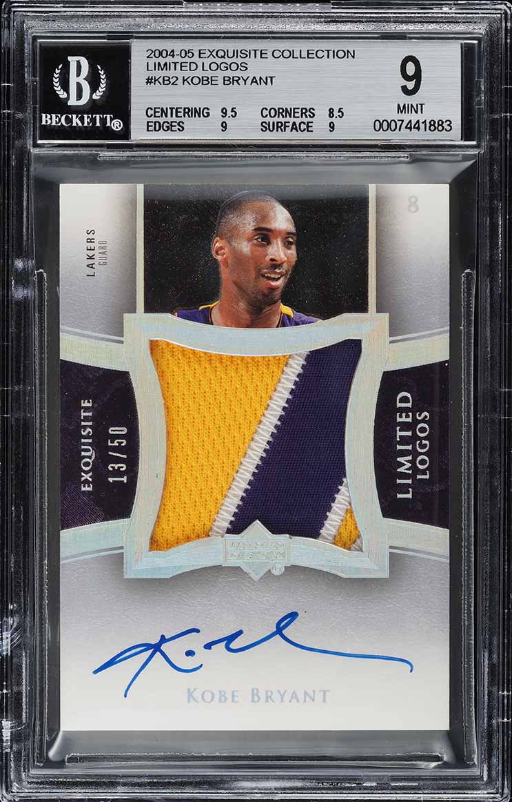 2004 Exquisite Collection Limited Logos Kobe Bryant PATCH AUTO /50 BGS 9 MINT on Fanatics Collect
