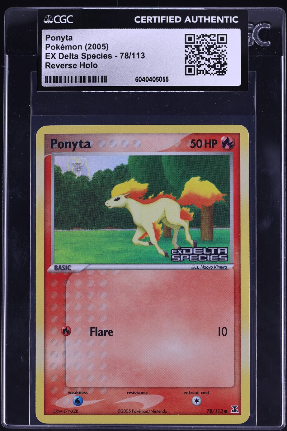 2005 Pokemon EX Delta Species Reverse Holo Ponyta #78 CGC AUTH on ...