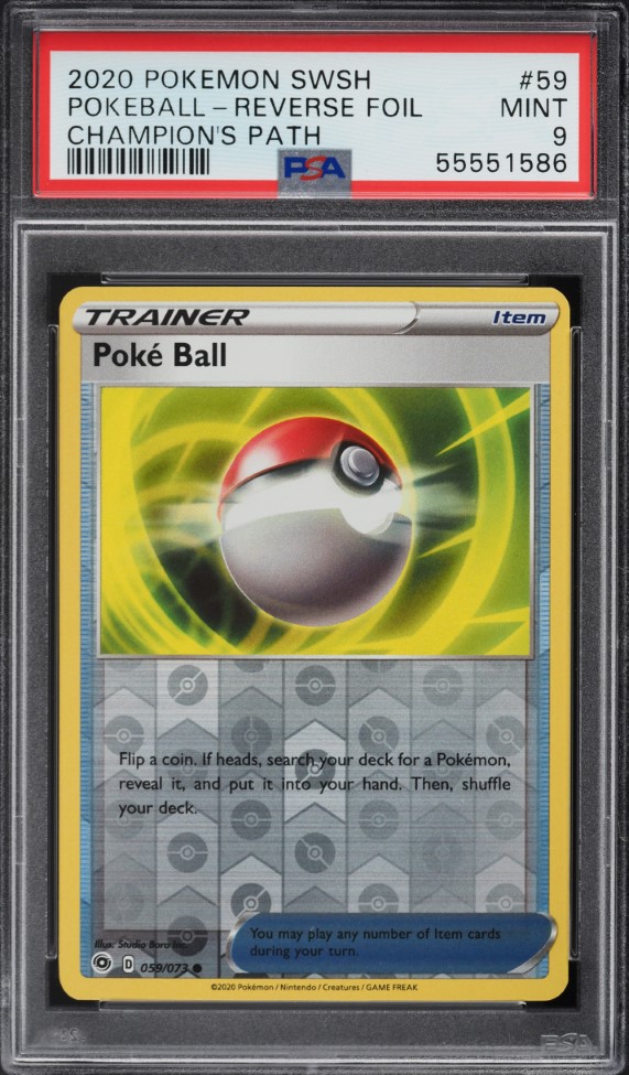 2020 Pokemon Sword & Shield Champion's Path Reverse Holo Pokeball #59 ...